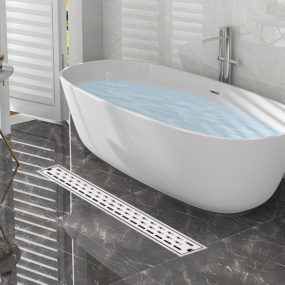 ZHON Linear Shower Drain, Shower Drain 31 inch with 2-in-1 Tile Insert ...