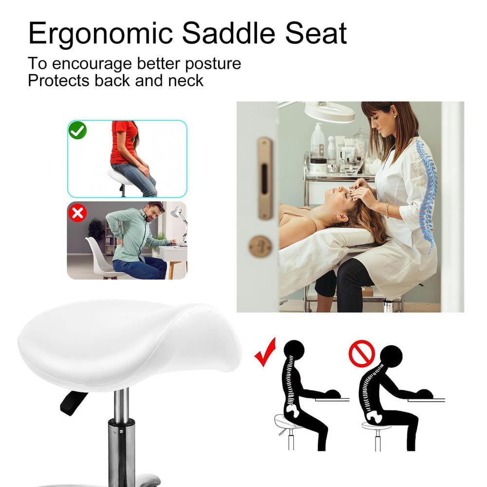 ZHON Massage Stool Ergonomic Hair Stool with Wheels Heavy-Duty Saddle Chairs Height Adjustable ...