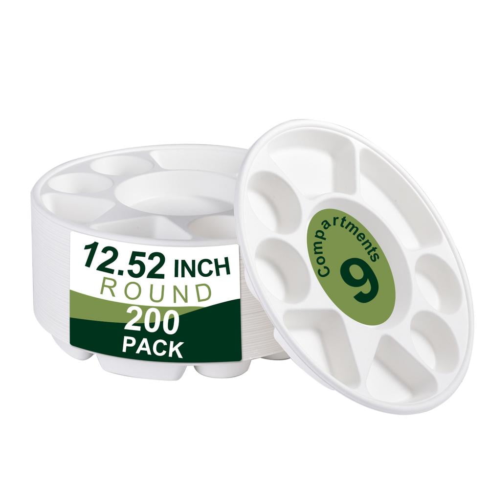 ZHON Sectioned Plates 9 Compartment Divided Plates Round Serving Plate ...