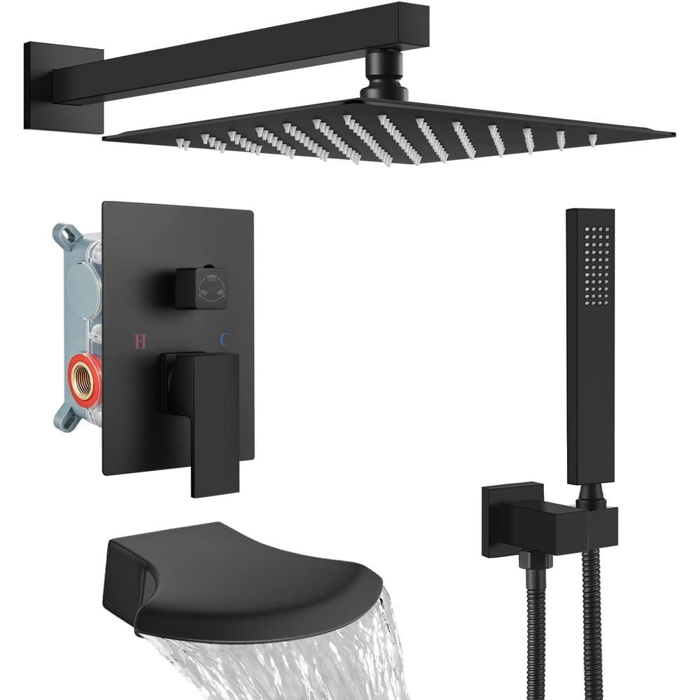 ZHON Square Shower Head with Handheld All Metal Square Shower System ...