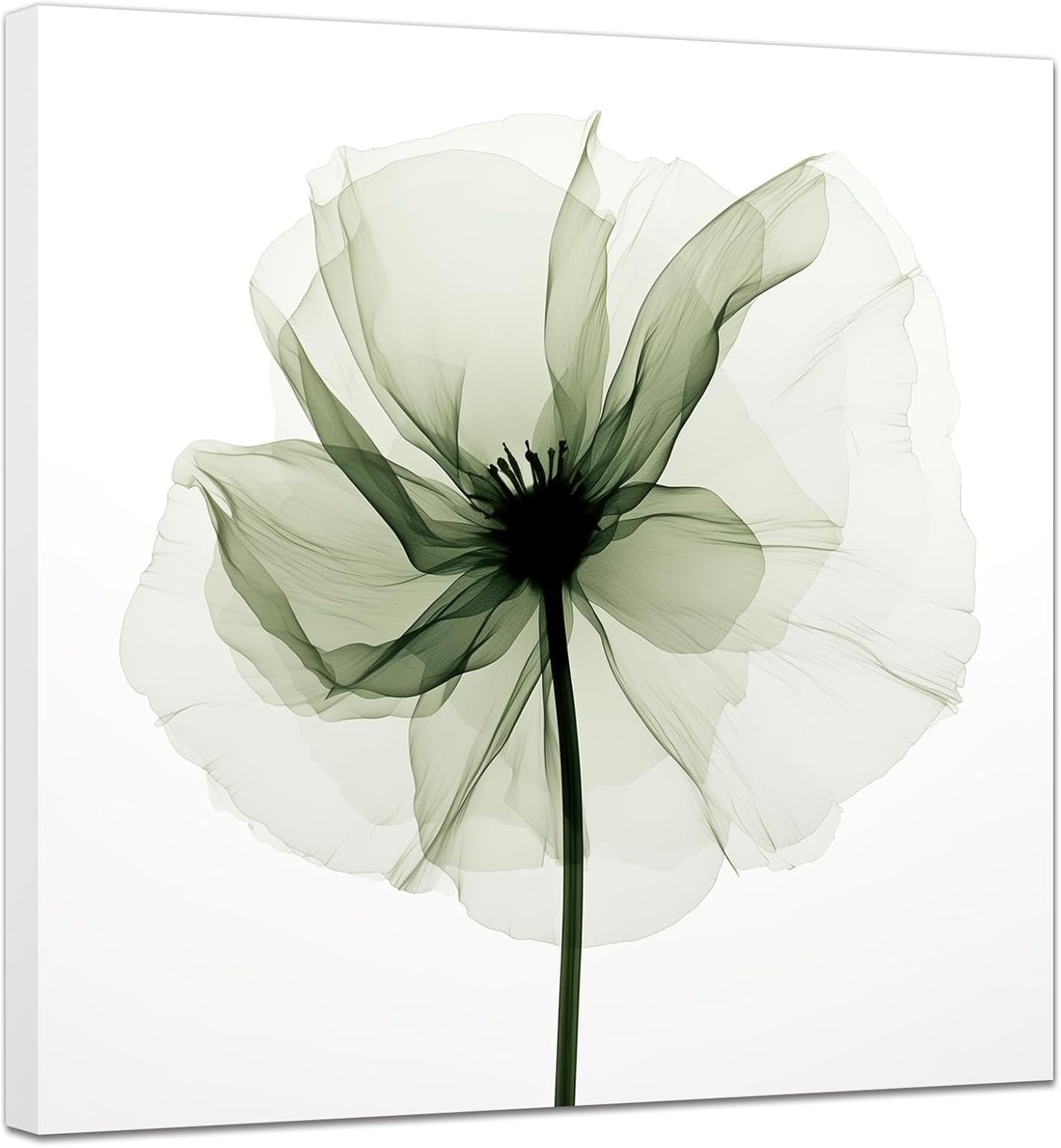 ZHONGYUTONG Abstract Flower Canvas Wall Art Green Floral Painting ...