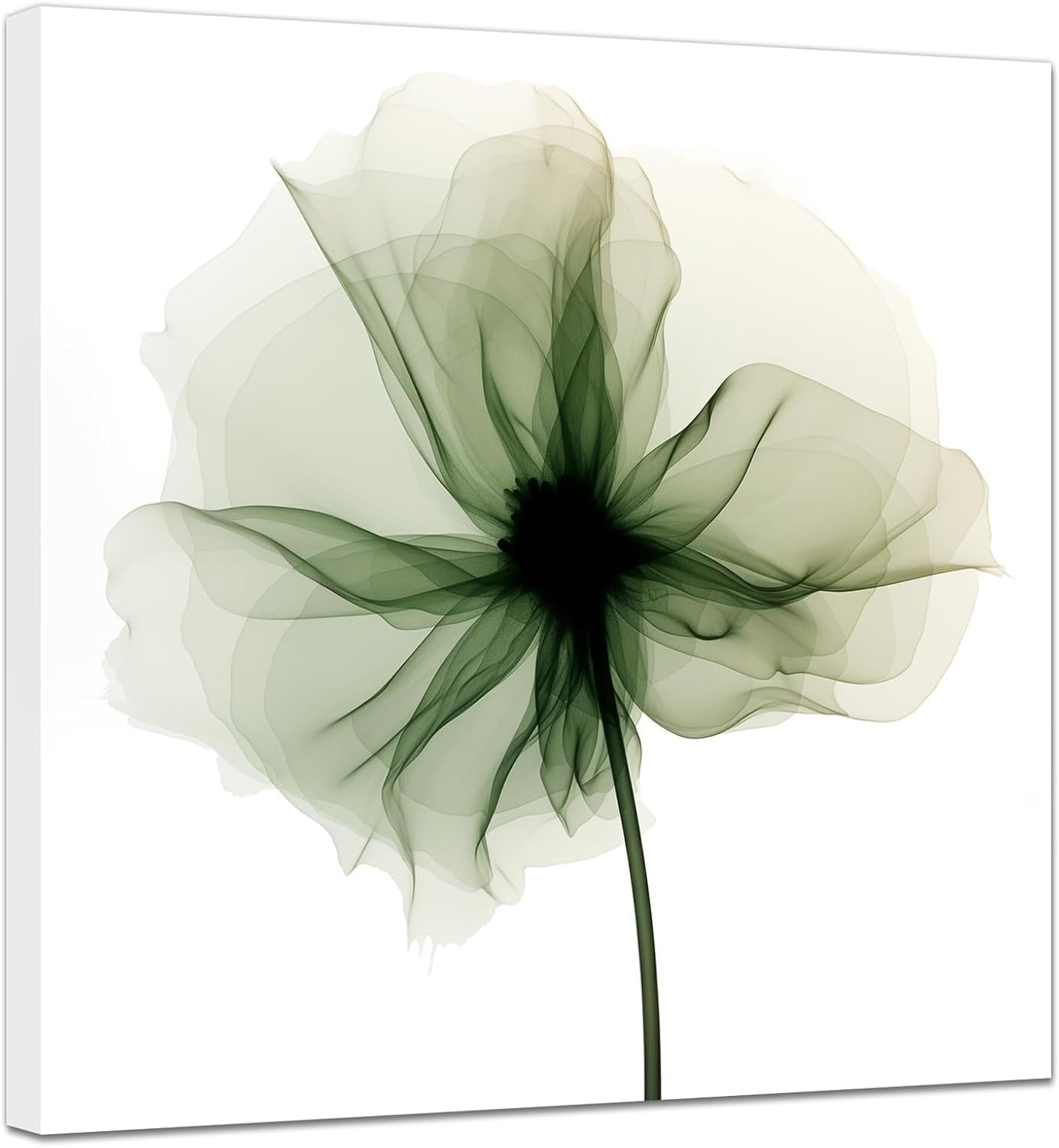 ZHONGYUTONG Abstract Flower Canvas Wall Art Green Floral Painting ...