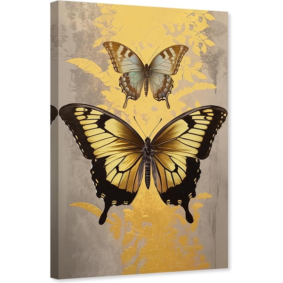 ZHONGYUTONG Butterfly Canvas Wall Art Yellow Butterfly Pictures Wall ...