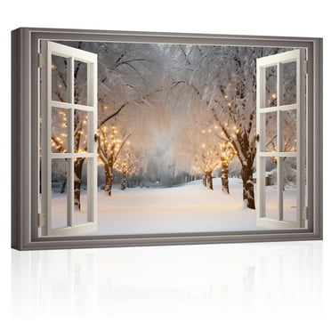 Northlight LED Lighted Let it Snow Winter Forest Christmas Canvas Wall ...