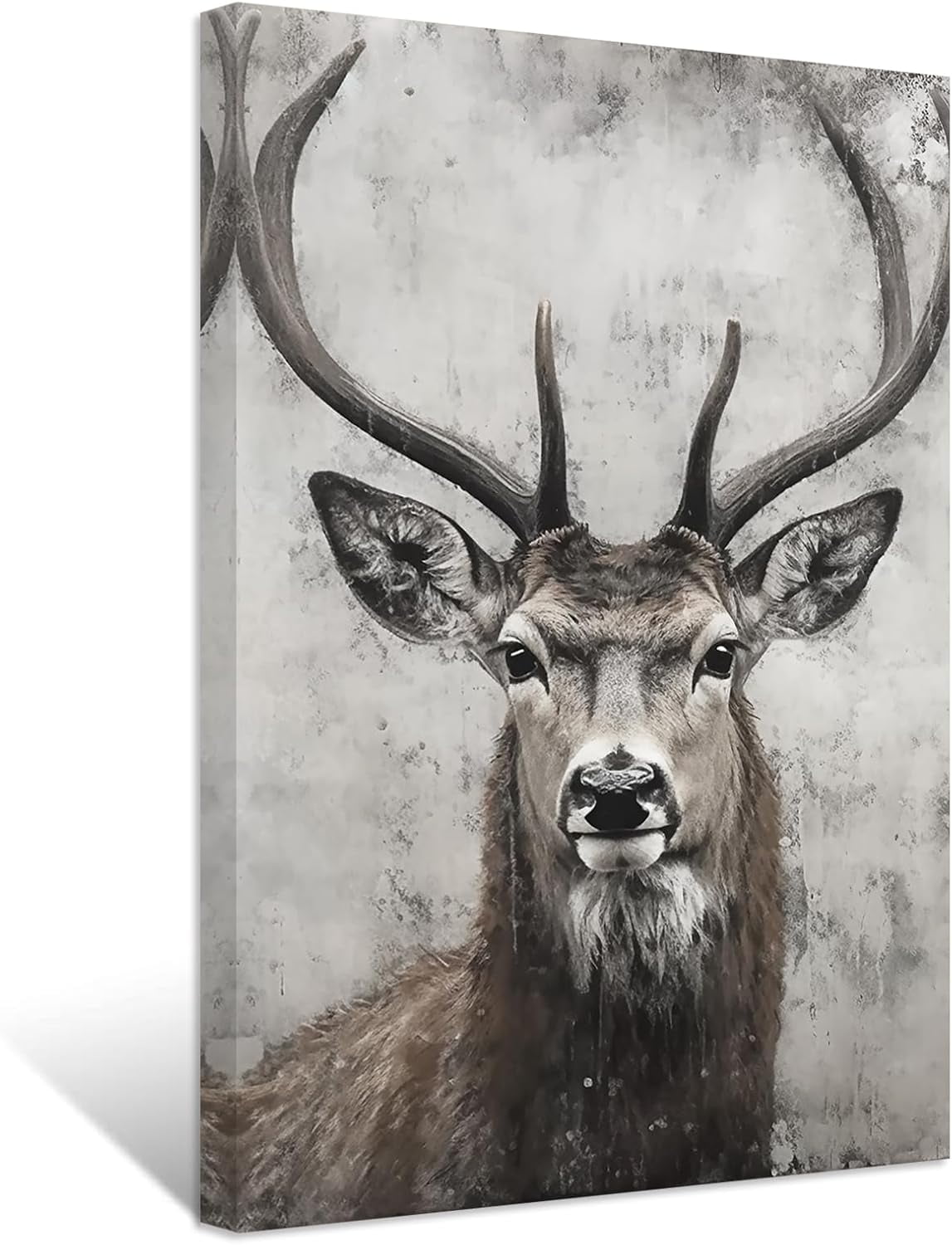 ZHONGYUTONG Deer Canvas Wall Art Elk Head Paintings Abstract Vintage ...