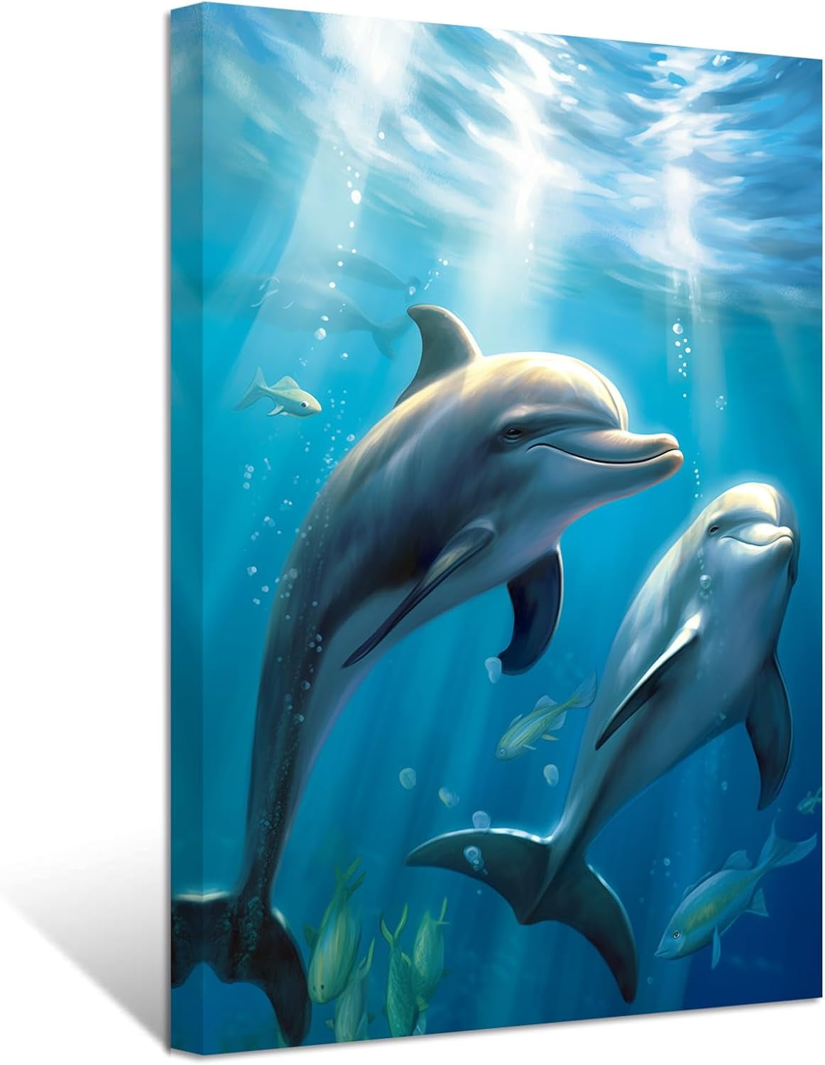 ZHONGYUTONG Dolphin Canvas Wall Art Jumping Dolphin Picture Prints Blue ...