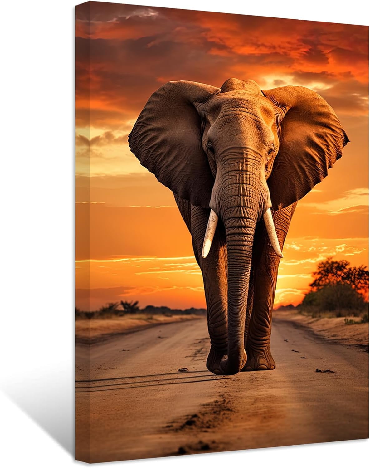 ZHONGYUTONG Elephant Canvas Wall Art African Wild Animal Painting ...