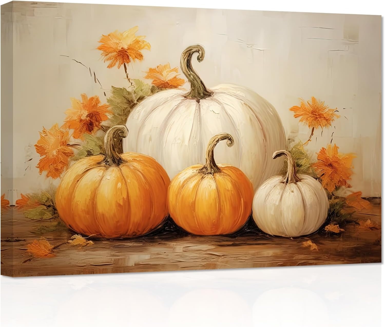 ZHONGYUTONG Fall Canvas Wall Art Autumn Pumpkin and Flowers Paintings ...