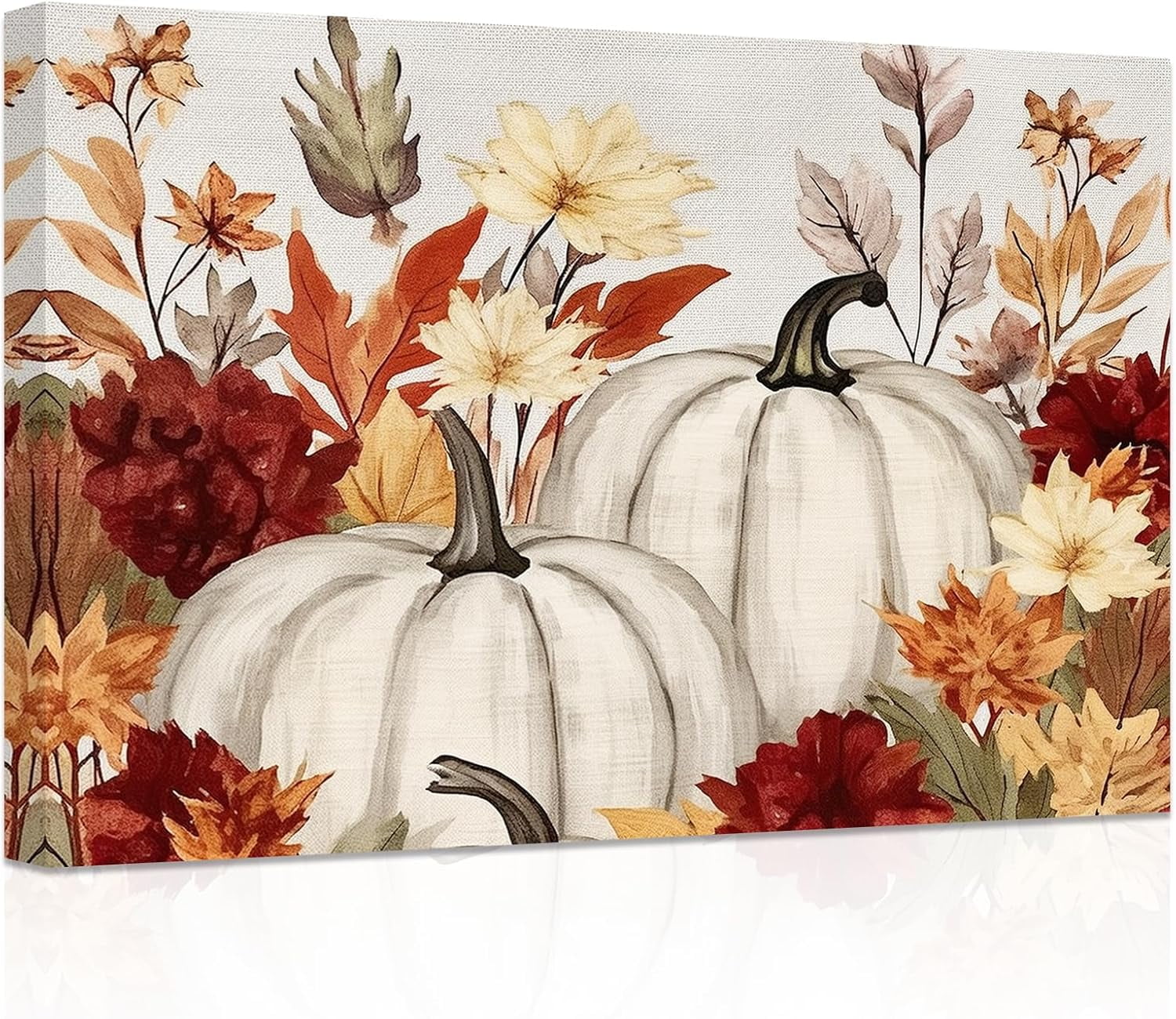 ZHONGYUTONG Fall Canvas Wall Art Autumn Pumpkin and Maple Leaf ...