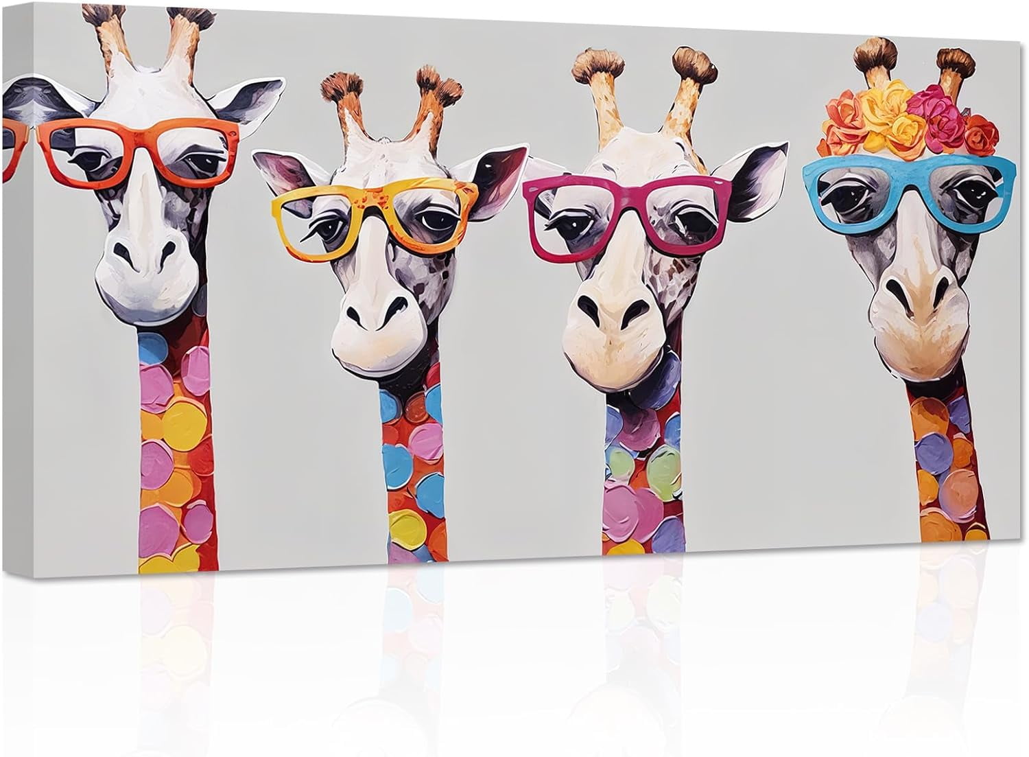 ZHONGYUTONG Giraffe Family Canvas Wall Art Cute Colorful Animal Poster ...