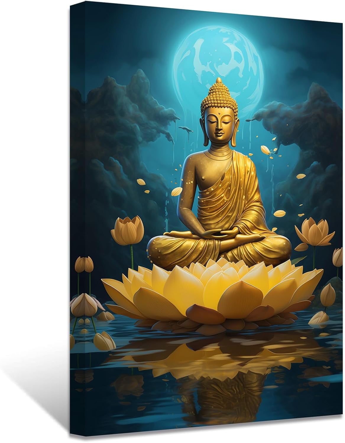 ZHONGYUTONG Golden Buddha Painting Buddha Statue Sitting on Lotus ...