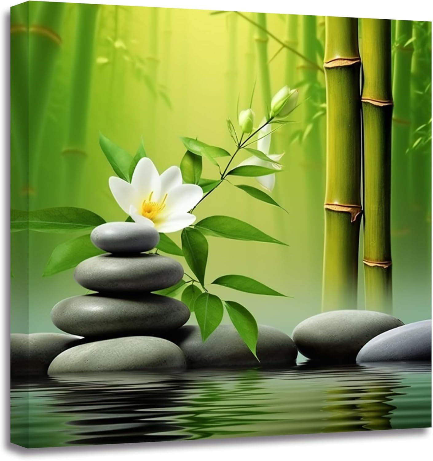 ZHONGYUTONG Green Bamboo Pictures Zen Wall Art Stone Flower Water SPA ...