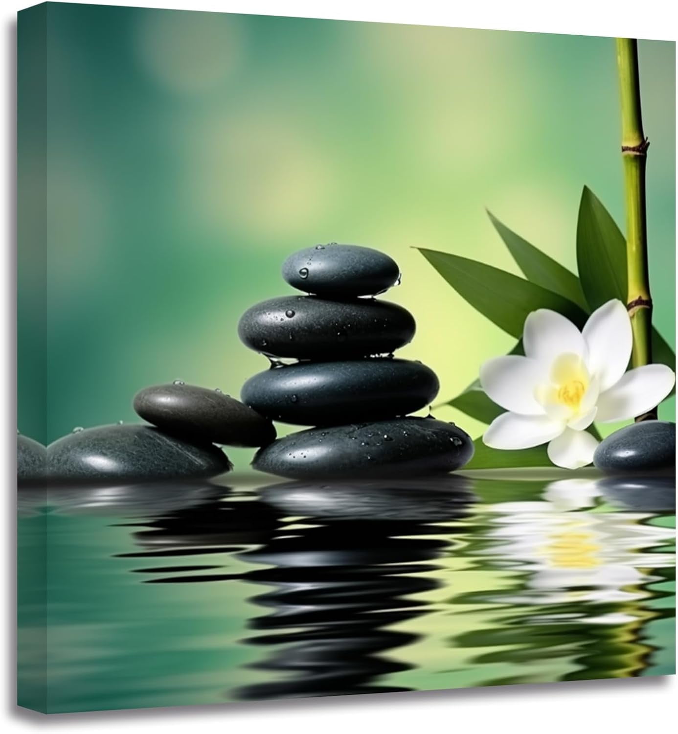 ZHONGYUTONG Green Bamboo Pictures Zen Wall Art Stone Flower Water SPA ...