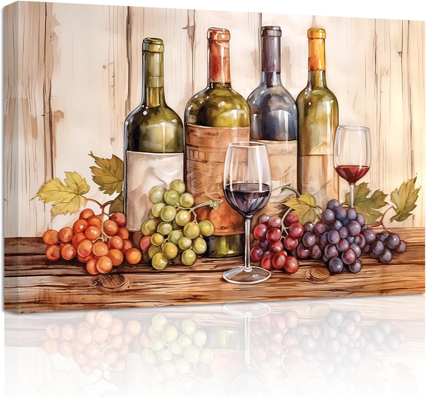ZHONGYUTONG Kitchen Wall Art Grapes and Wine Picture Fresh Fruits ...