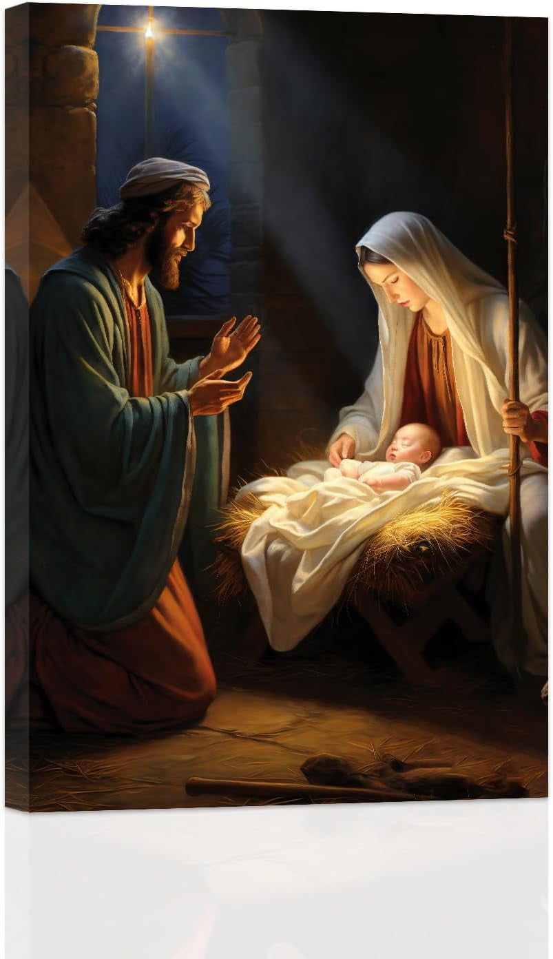 ZHONGYUTONG Nativity Canvas Wall Decor Christmas Wall Art Baby Jesus ...