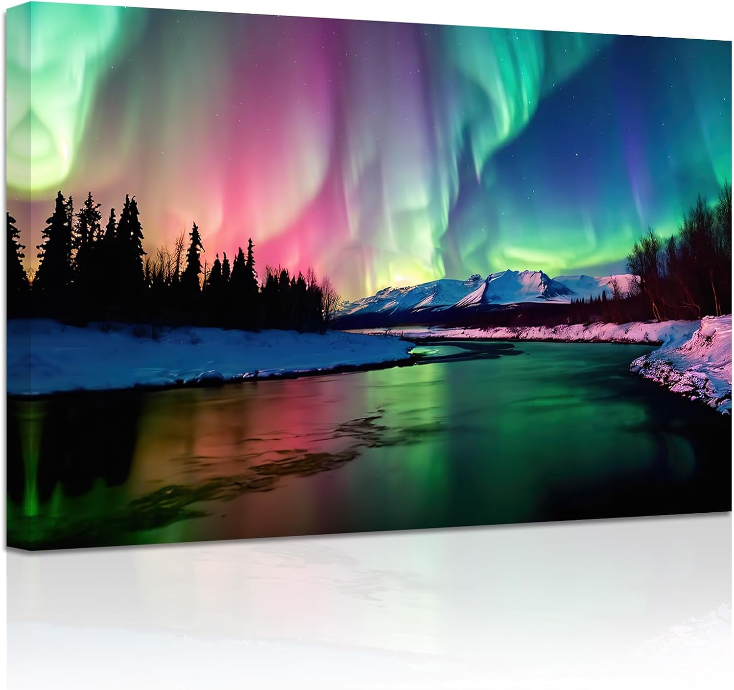 ZHONGYUTONG Northern Lights Wall Art Colorful Aurora Borealis Painting ...