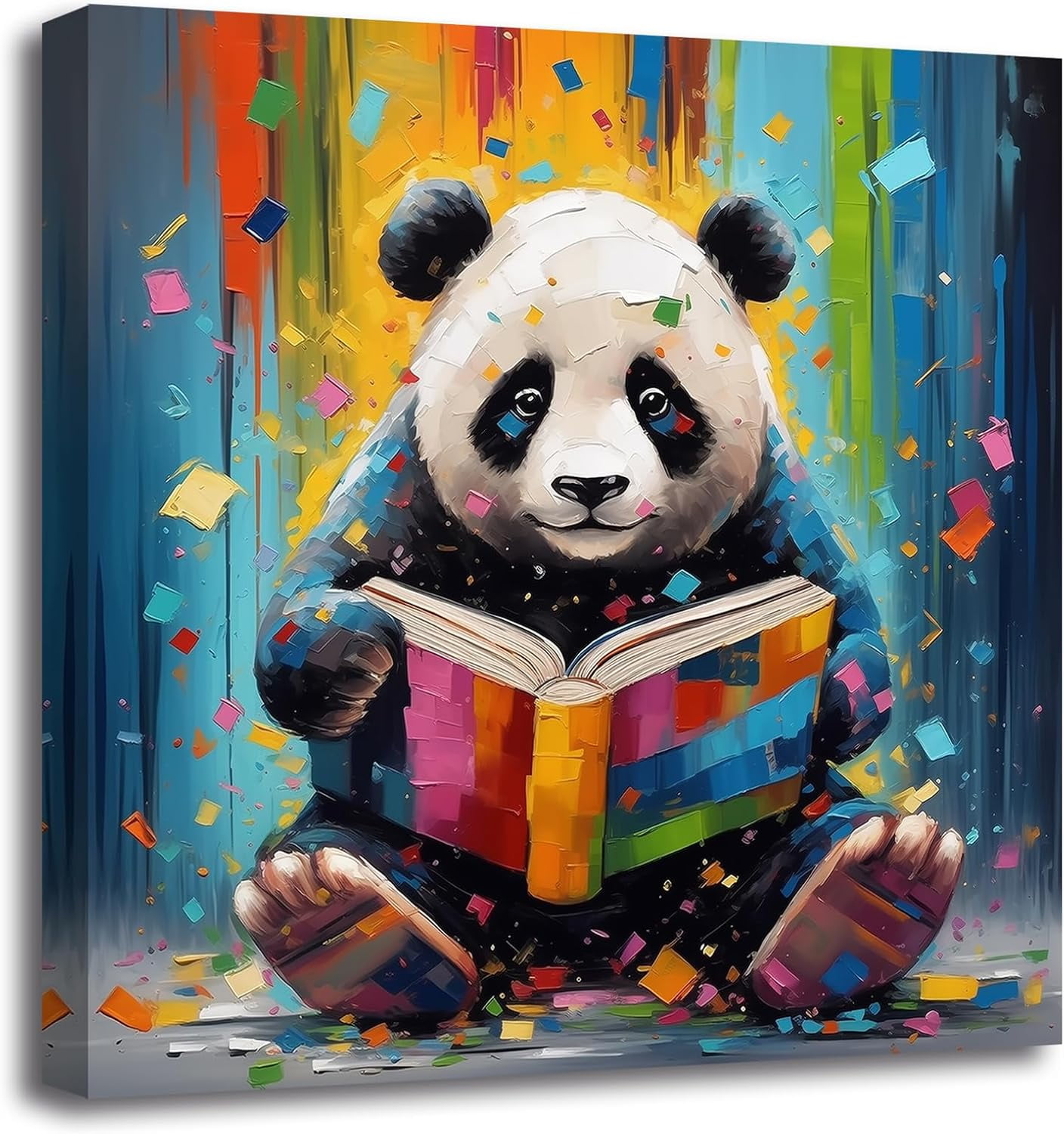 ZHONGYUTONG Panda Wall Art Cute Panda Reading Book Poster Prints ...