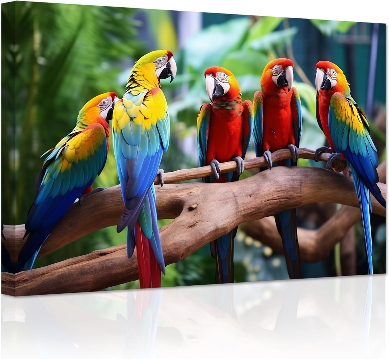 ZHONGYUTONG Parrot Canvas Wall Art Tropical Macaw Birds on Branch ...
