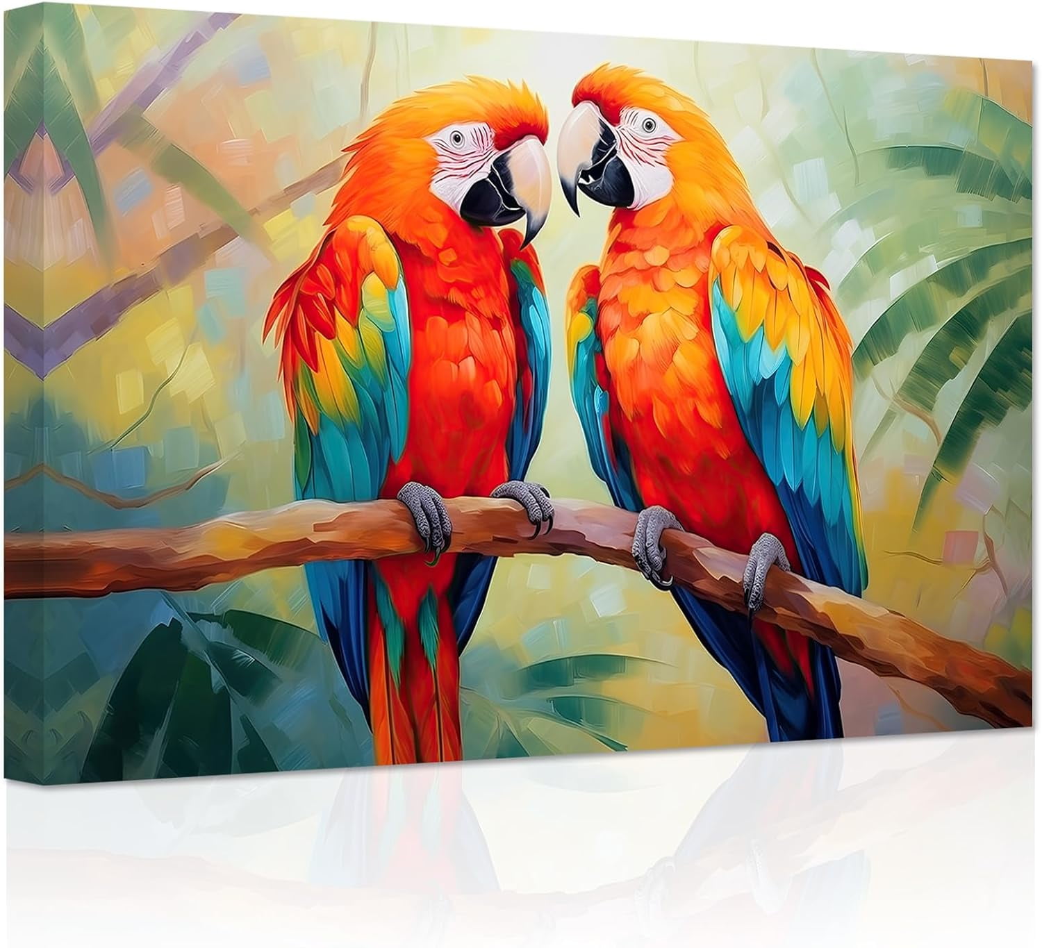 ZHONGYUTONG Parrot Couple Canvas Wall Art Tropical Macaw Birds on ...