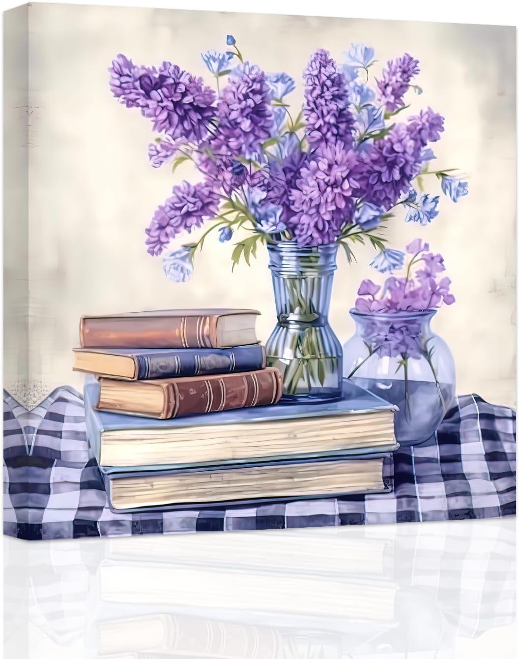 ZHONGYUTONG Purple Flower Wall Art Rustic Floral Painting Print ...