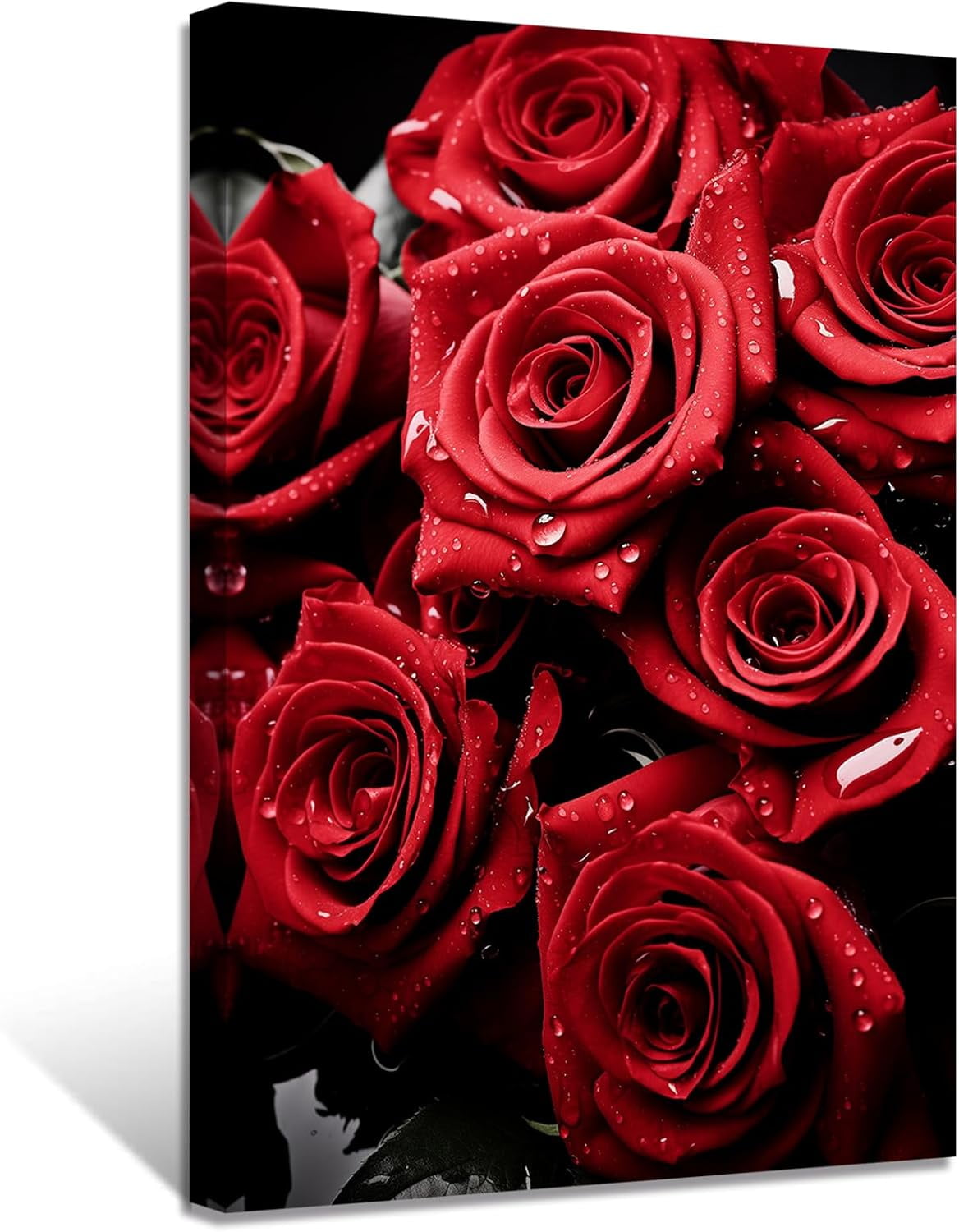 ZHONGYUTONG Red Rose Canvas Wall Art Elegant Rose Flower Painting ...