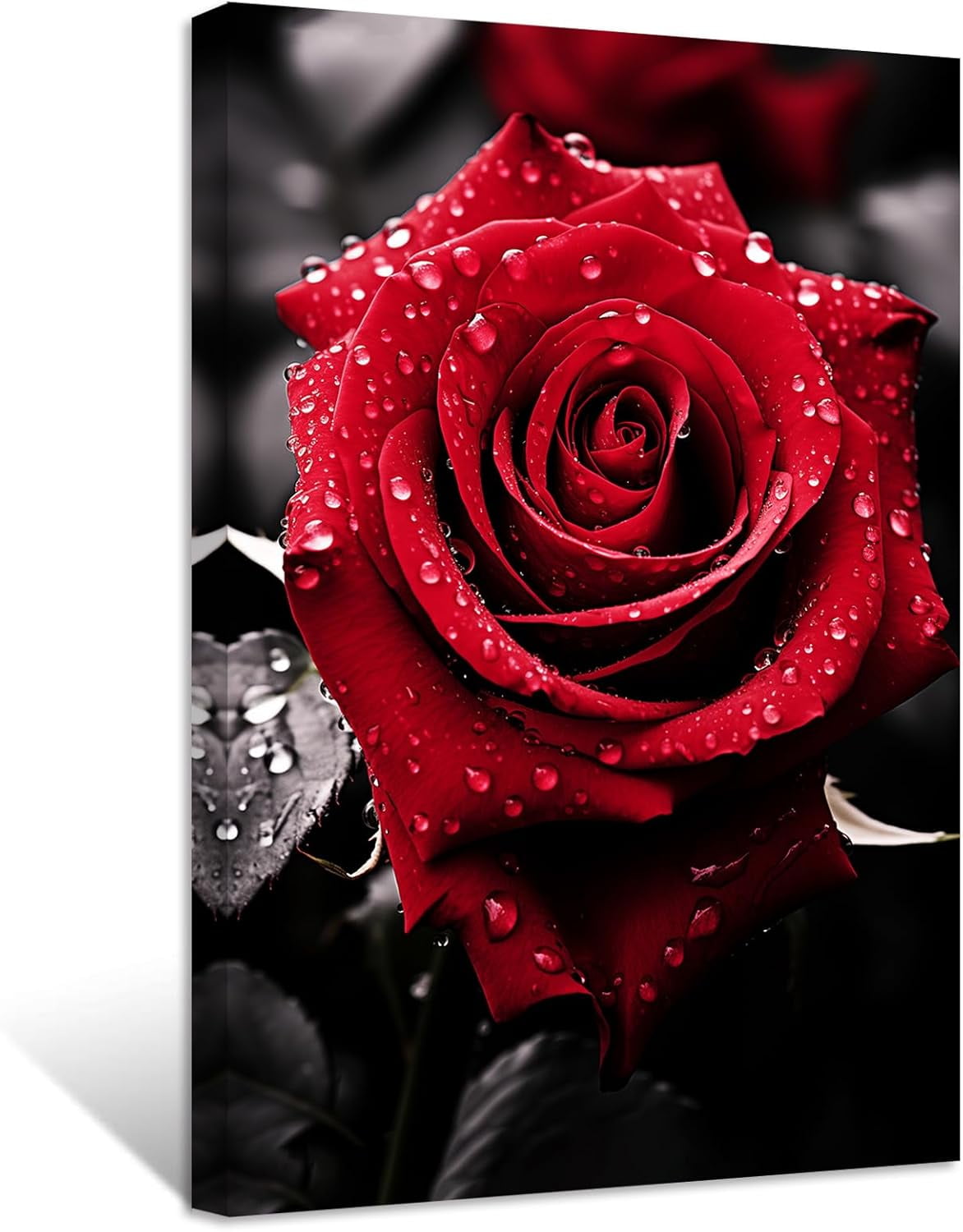 ZHONGYUTONG Red Rose Canvas Wall Art Elegant Rose Flower Painting ...