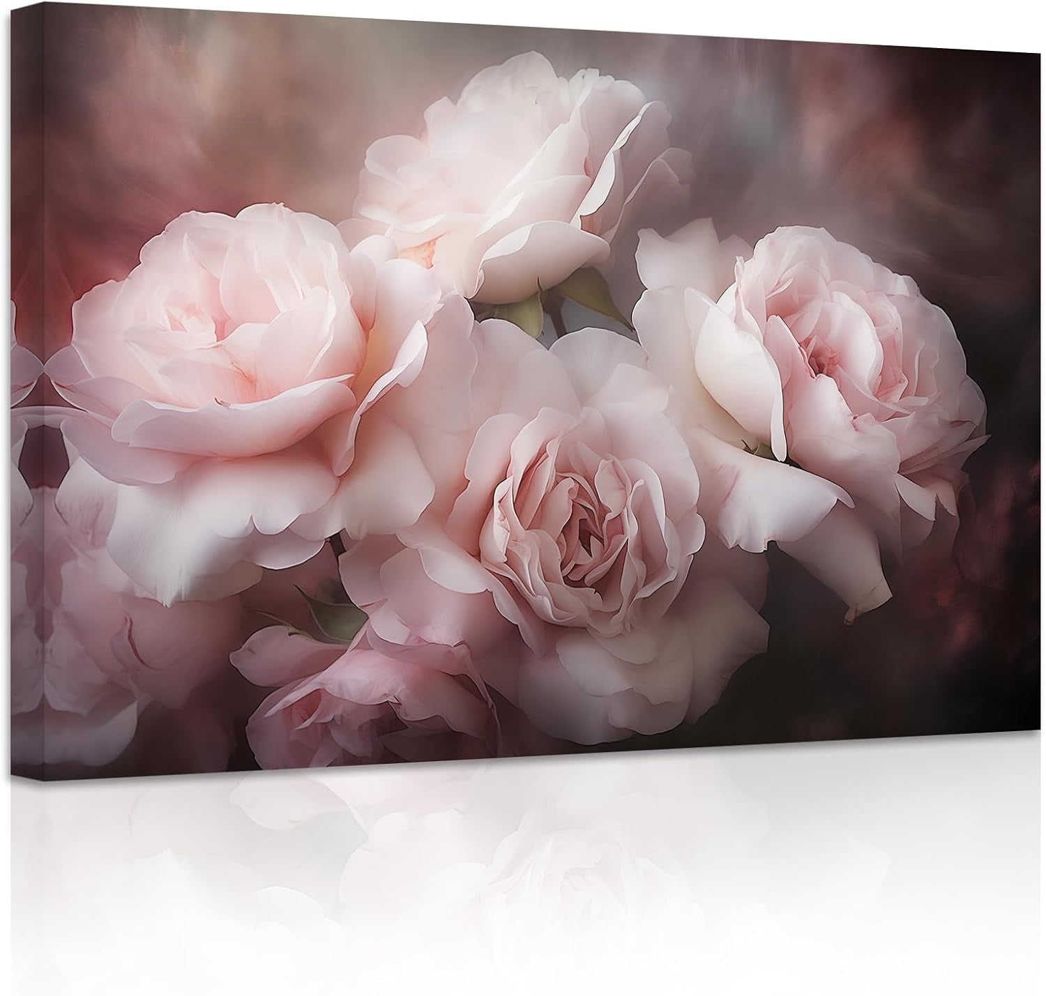 ZHONGYUTONG Rose Flower Canvas Wall Art Vintage Pink Rose Floral ...