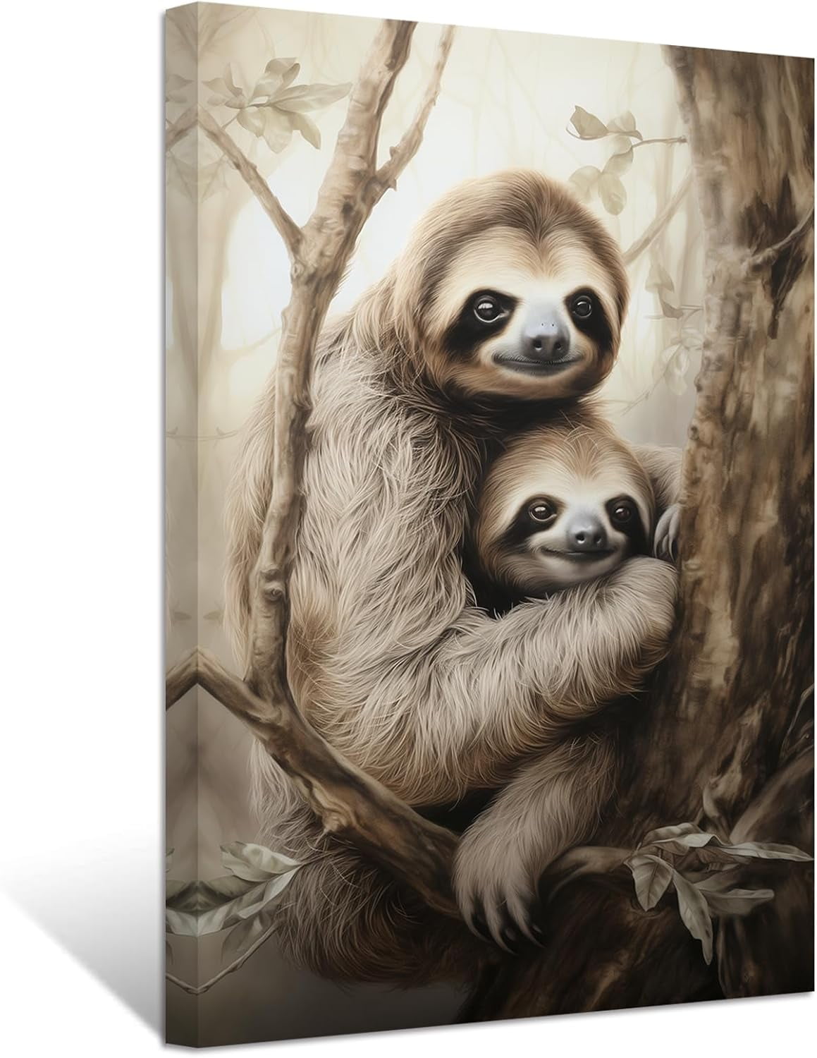 ZHONGYUTONG Sloth Wall Art Sloth Mother and Baby Picture Prints Jungle ...