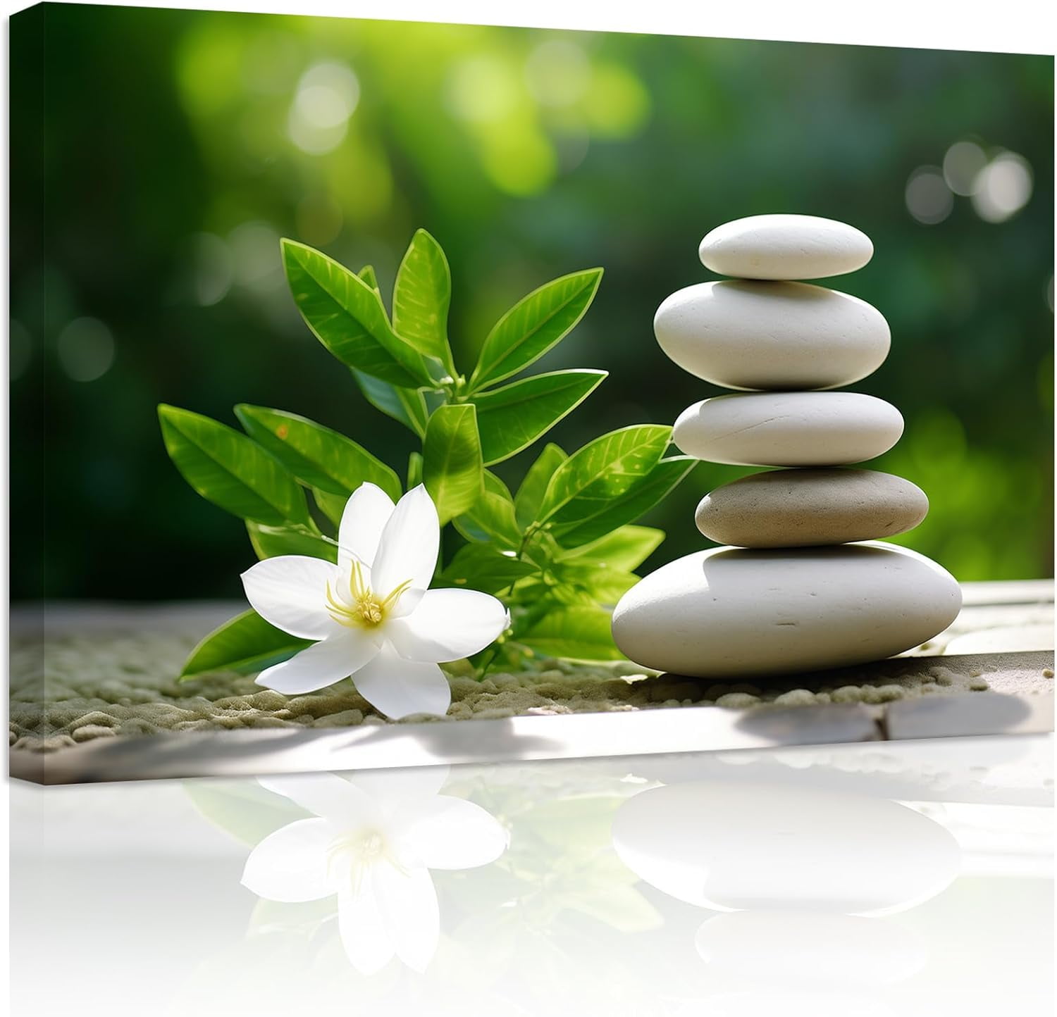 ZHONGYUTONG Spa Bathroom Wall Art Zen Stones & Flowers Green Leaves ...