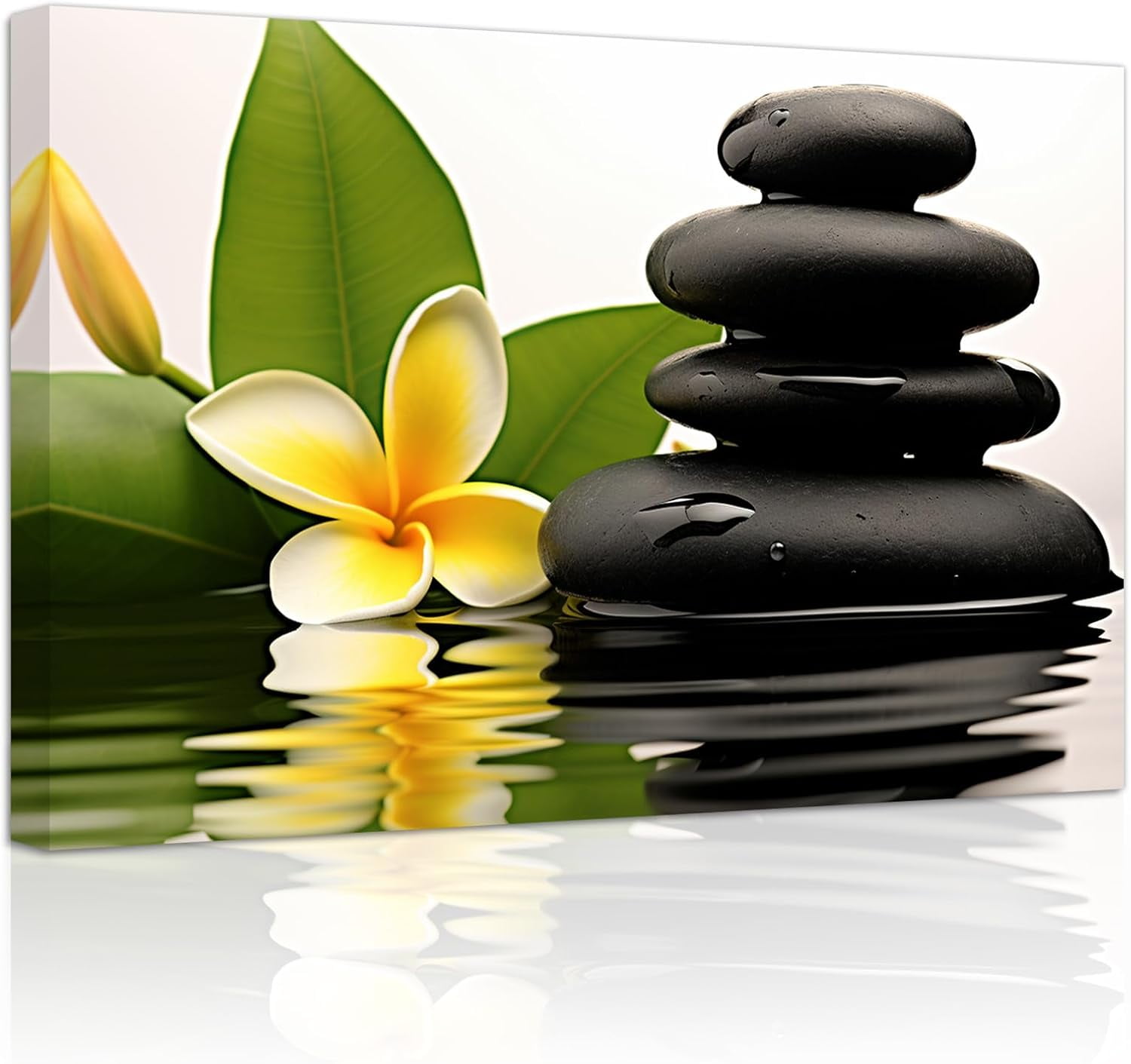 ZHONGYUTONG Spa Bathroom Wall Art Zen Stones & Flowers Green Leaves ...