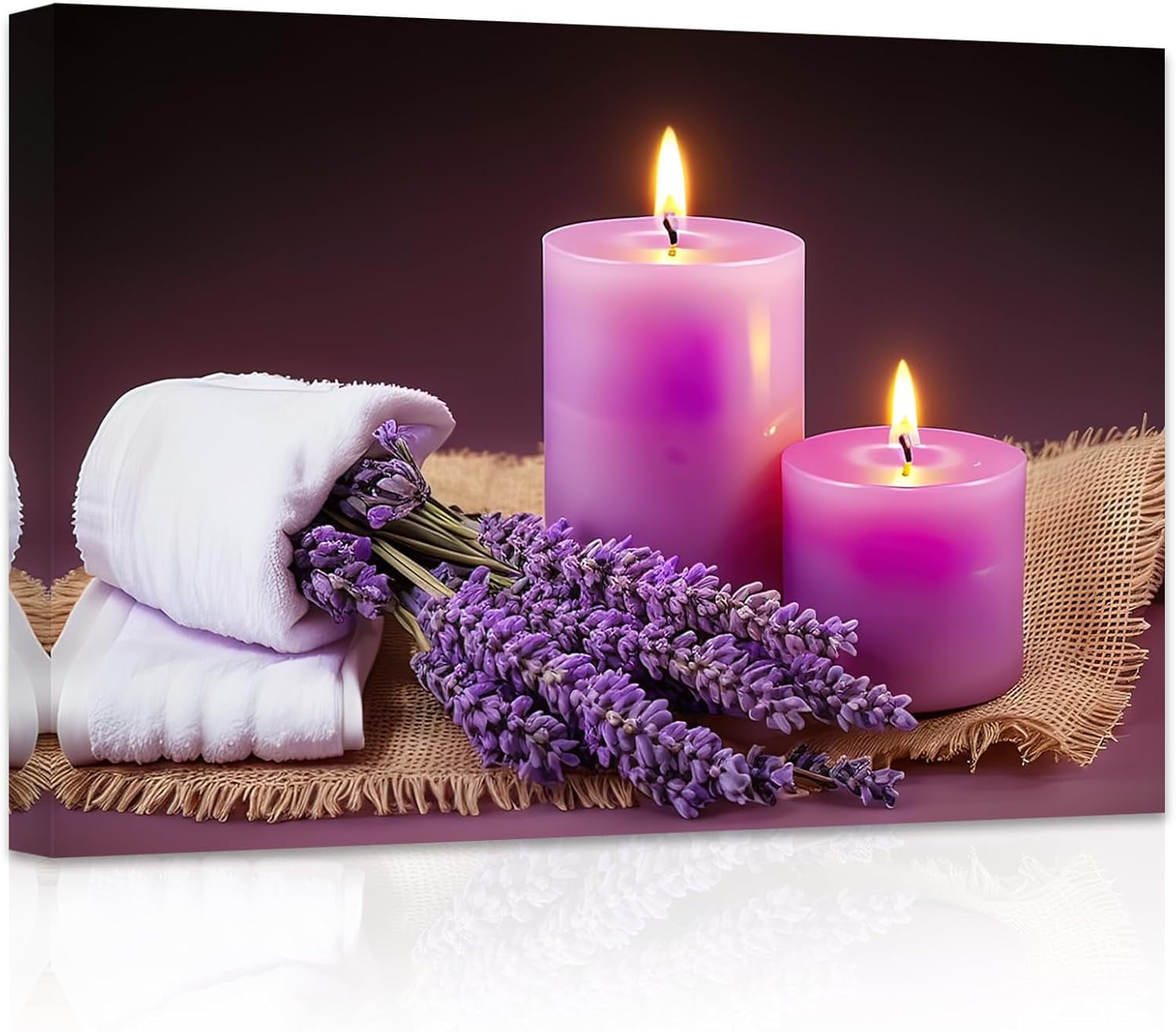 ZHONGYUTONG Spa Bathroom Wall Decor Purple Lavender Flowers Candles ...