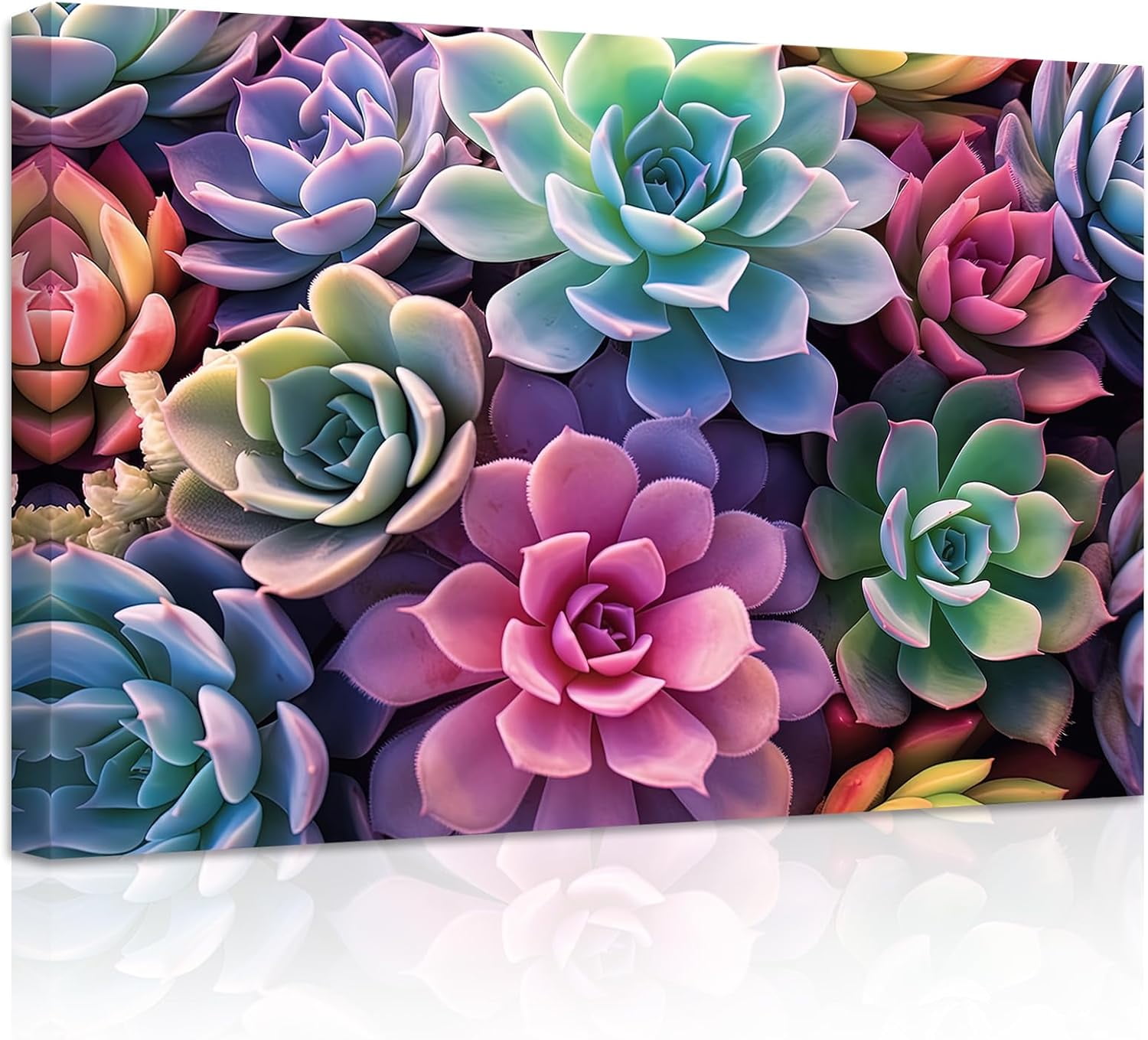 ZHONGYUTONG Succulents Canvas Wall Art Blooming Colorful Succulents ...