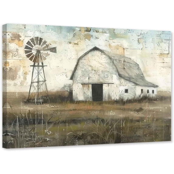ZHONGYUTONG Vintage Barn Wall Art Rustic Farmhouse Canvas Country ...