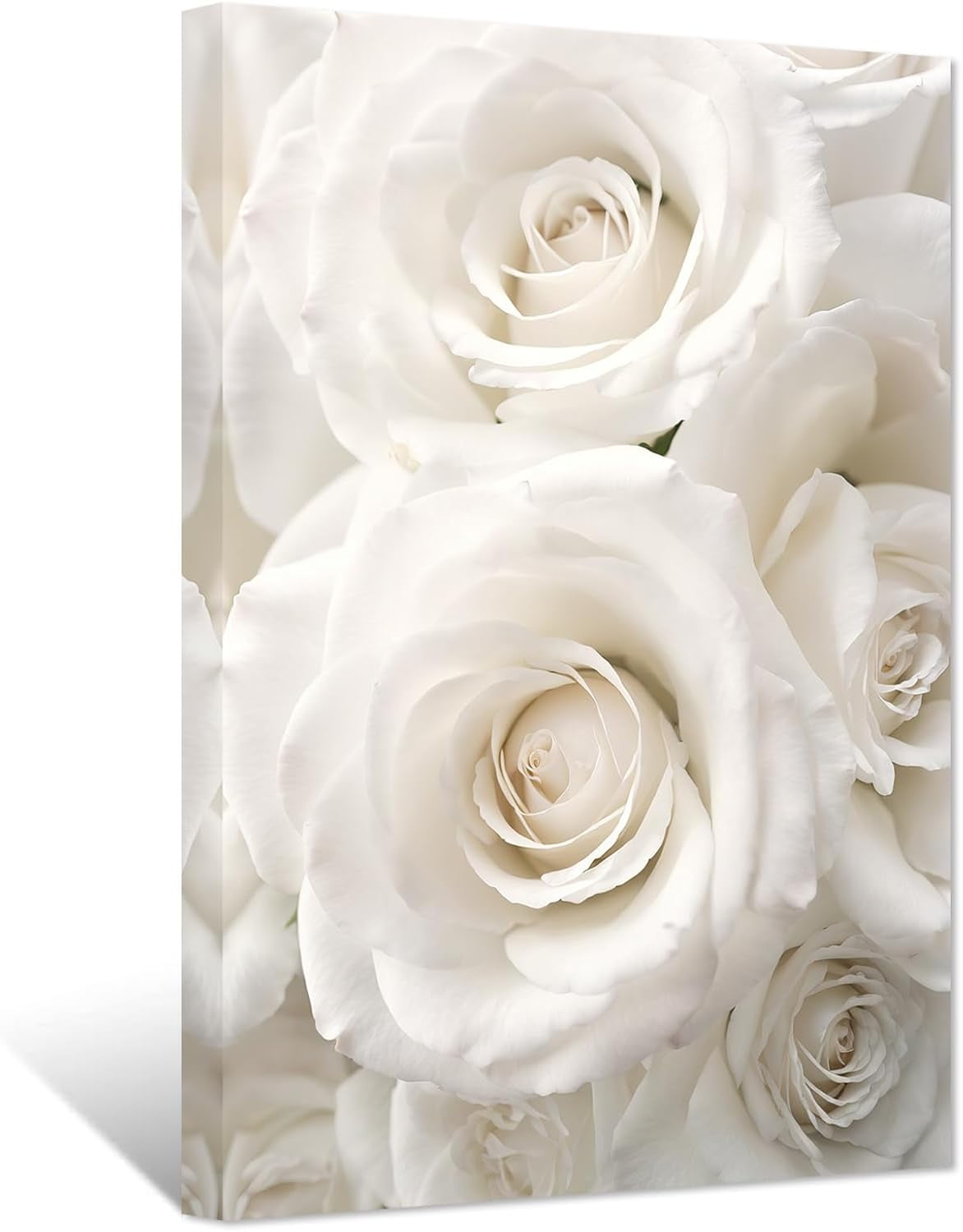 ZHONGYUTONG White Rose Canvas Wall Art Elegant Flowers Picture Prints ...