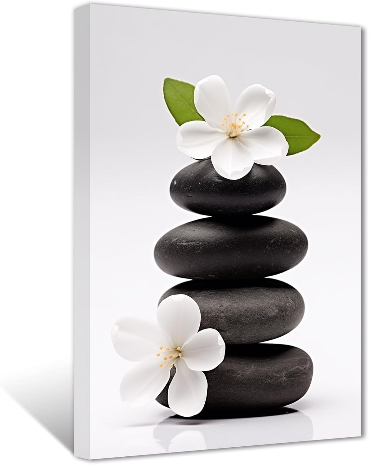 ZHONGYUTONG Zen Canvas Wall Art Black Stones with Magnolia Blossoms ...