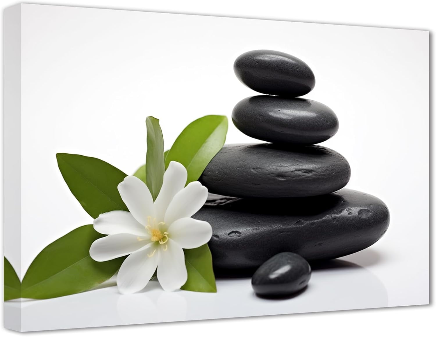 ZHONGYUTONG Zen Canvas Wall Art Black Stones with Magnolia Blossoms ...