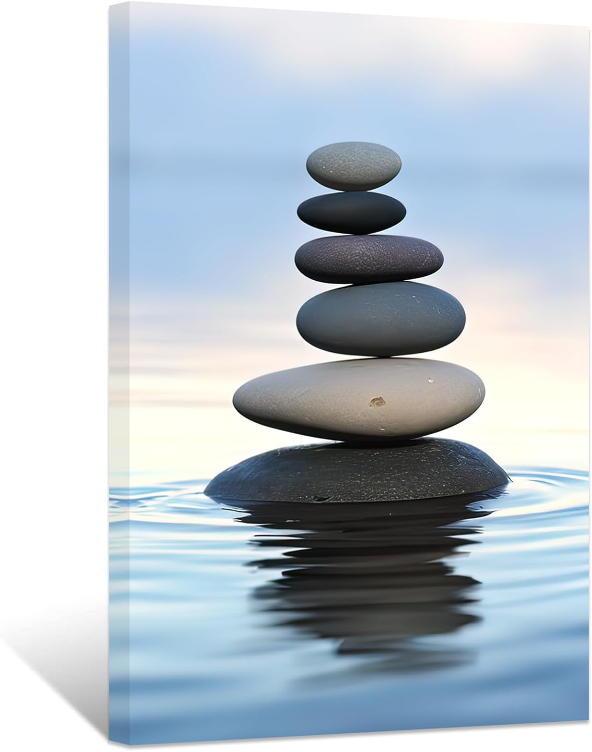 ZHONGYUTONG Zen Stone Wall Art Black Pebbles on Water Canvas Picture ...