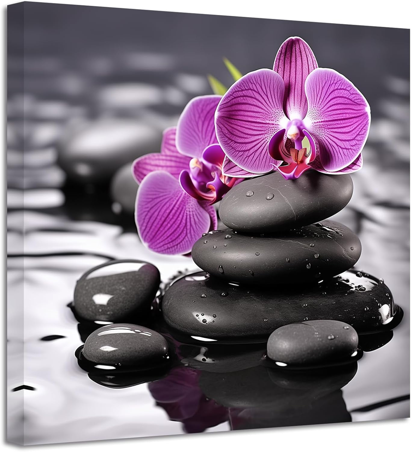 ZHONGYUTONG Zen Wall Art Purple Orchid with Spa Stone Picture Prints ...