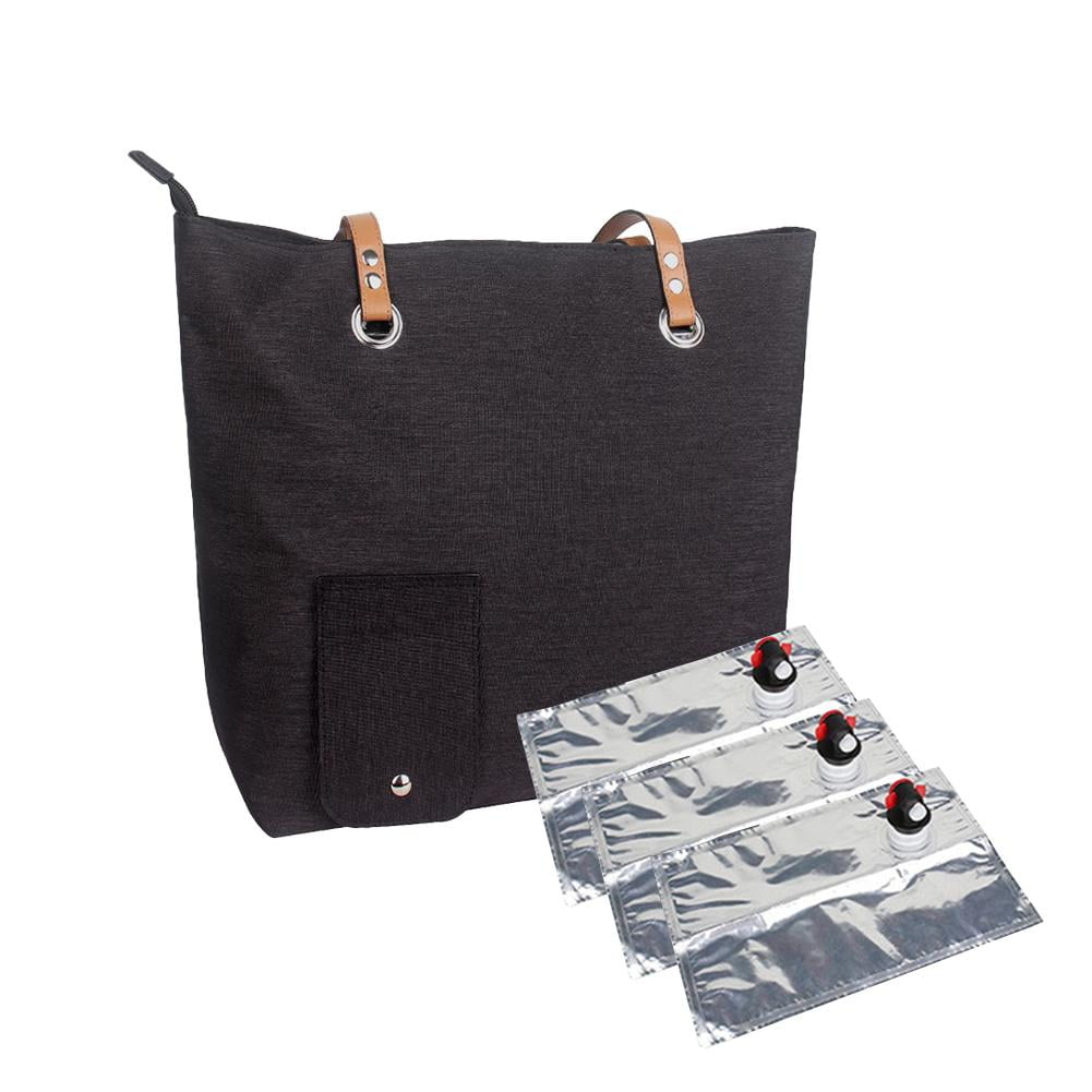 ZHOSXRC Wine Tote With Drink Dispenser,Insulated Large Wine Carrying ...