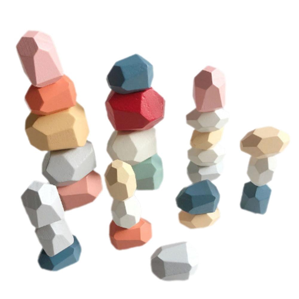ZHOSXRC Wooden Sorting Stacking Rocks Stones,Sensory Toddler Toys ...