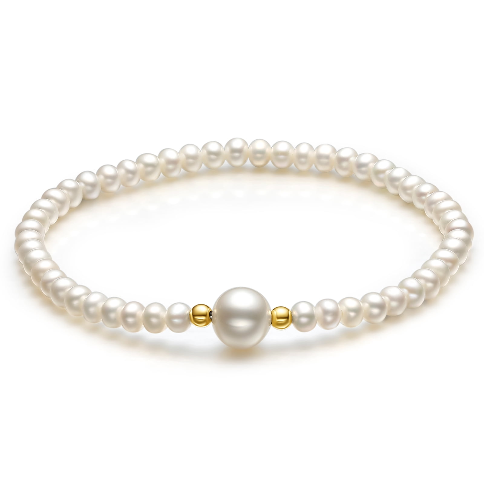 ZHOU LIU FU 18K White Pearl Stretch Bracelets for Women 7.5in X199040 ...