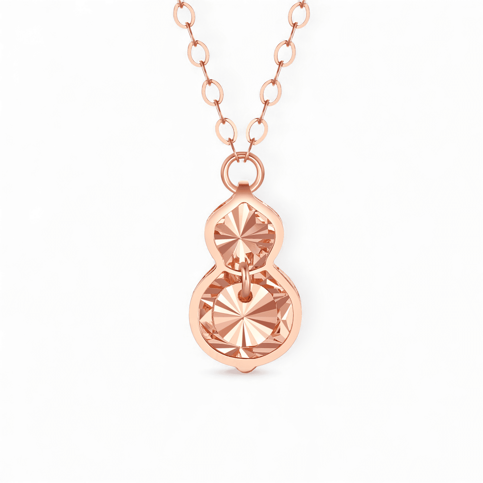 ZHOU LIU FU 18K Rose Gold Pendant Necklace Unique Gourd Design ...