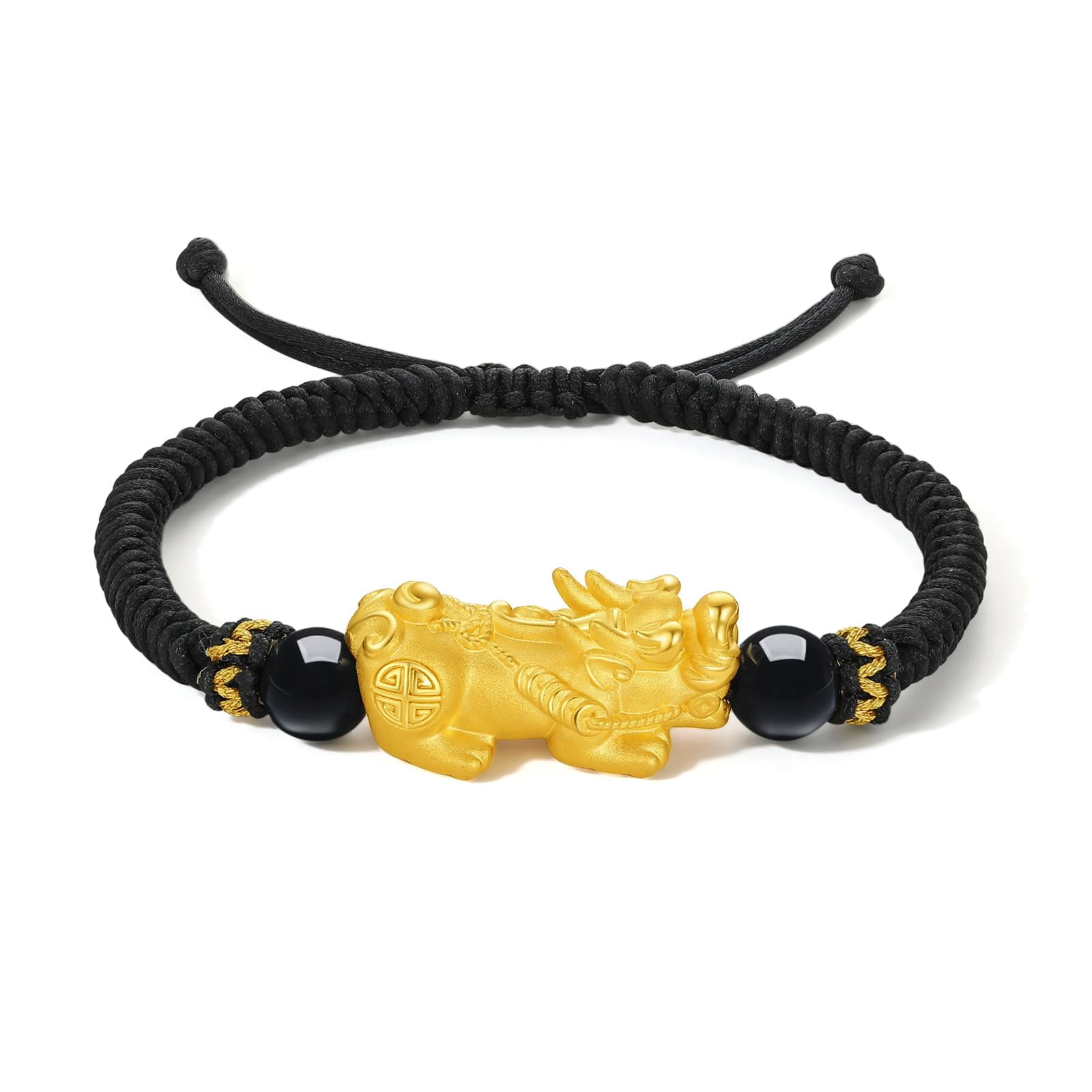 ZHOU LIU FU 24K Gold Bracelet for Men Black Bracelets Feng Shui Beaded ...