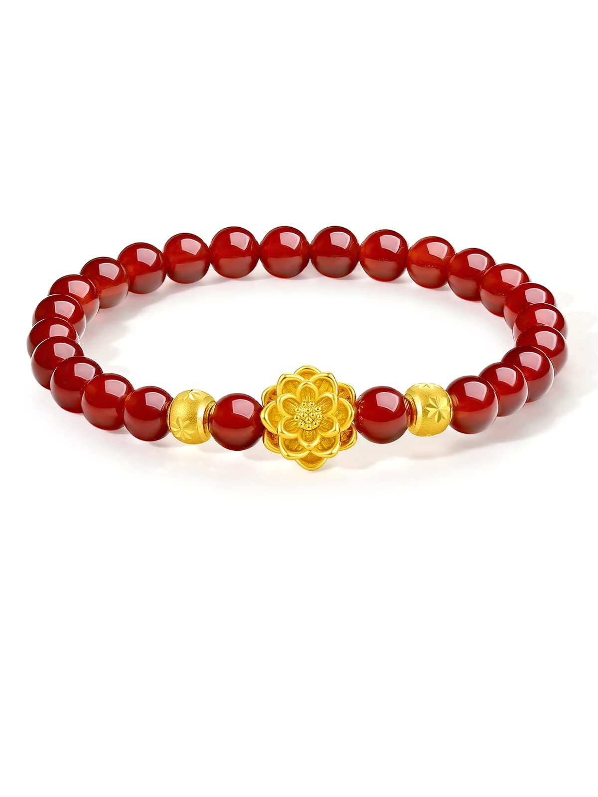 ZHOU LIU FU 24K Gold Bracelet for Women Lotus Stretch Bracelets Flower ...