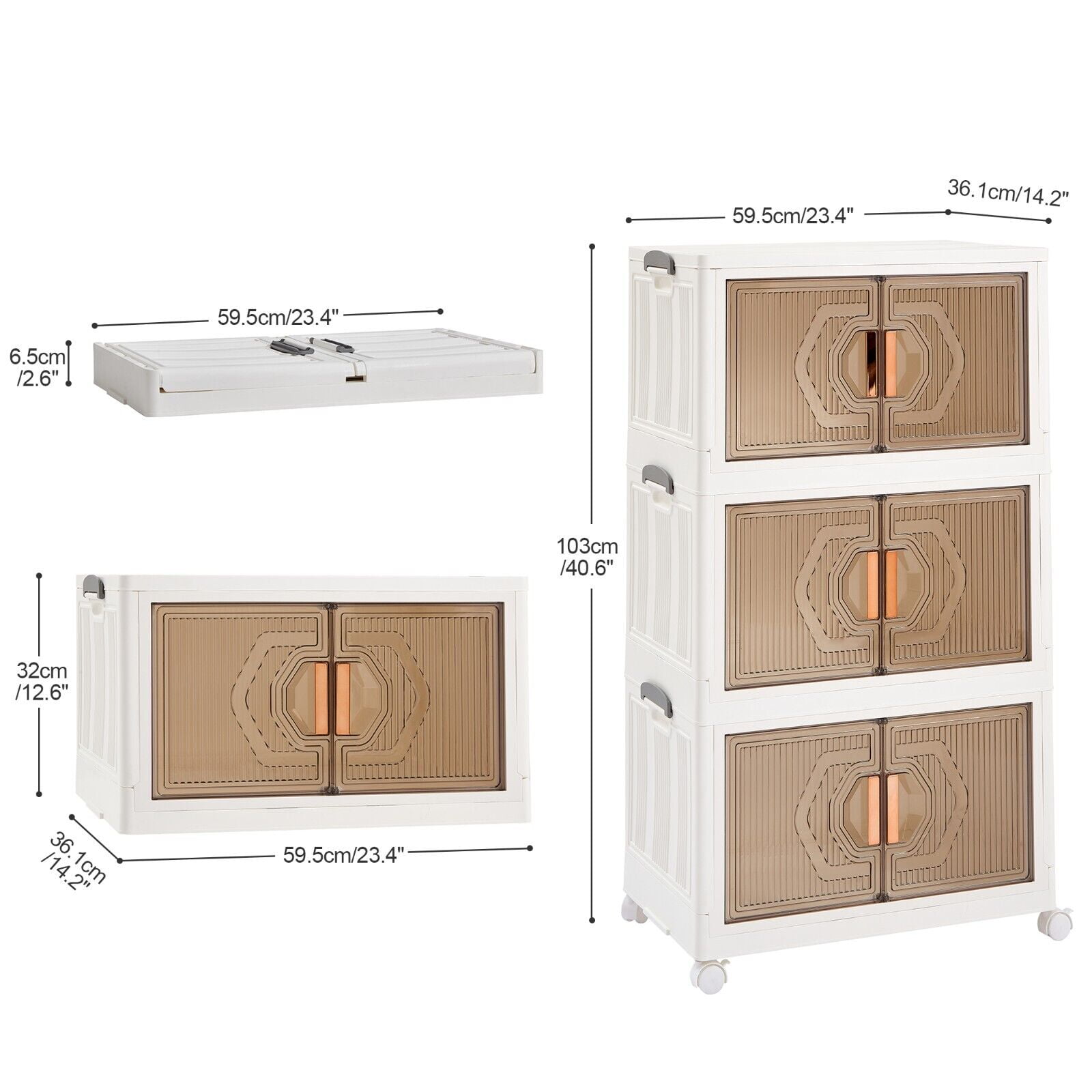 ZHOUB 3/4 Layers Collapsible Storage Cabinet Storage Bins with Lid and ...