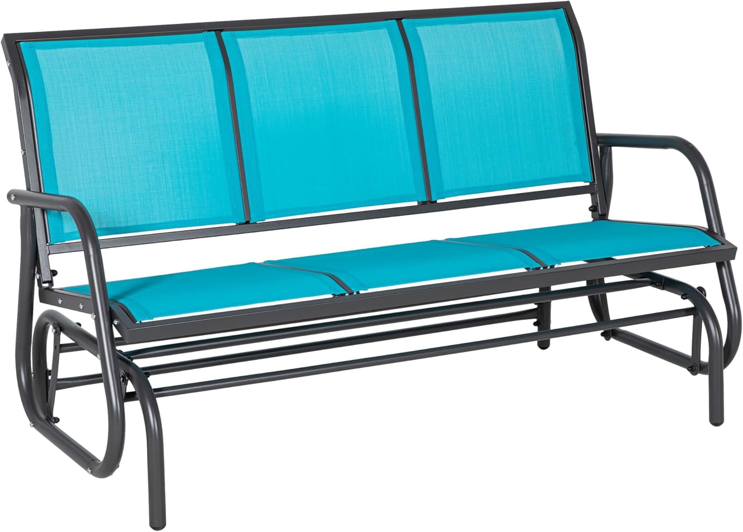 ZHOUB 3-Person Patio Glider Bench, Outdoor Porch Glider Swing with 3 ...