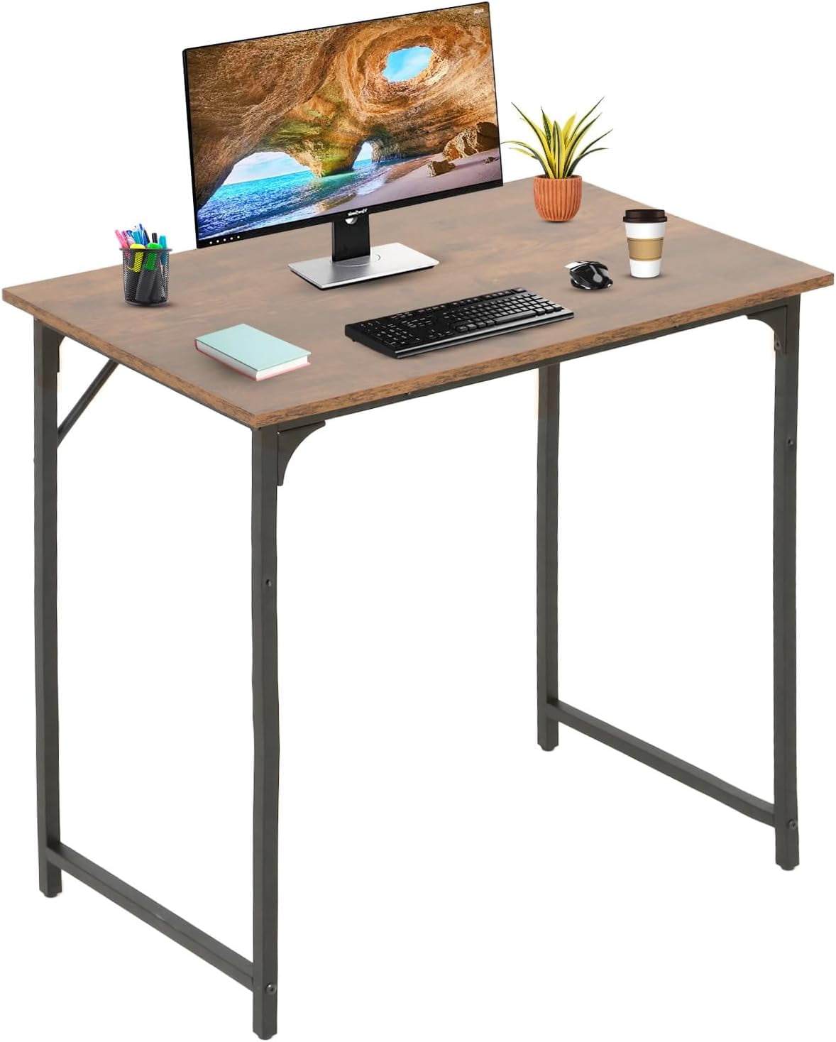 ZHOUB 32 Inch Computer Desk, Office Desk Gaming Desk with Metal Frame ...