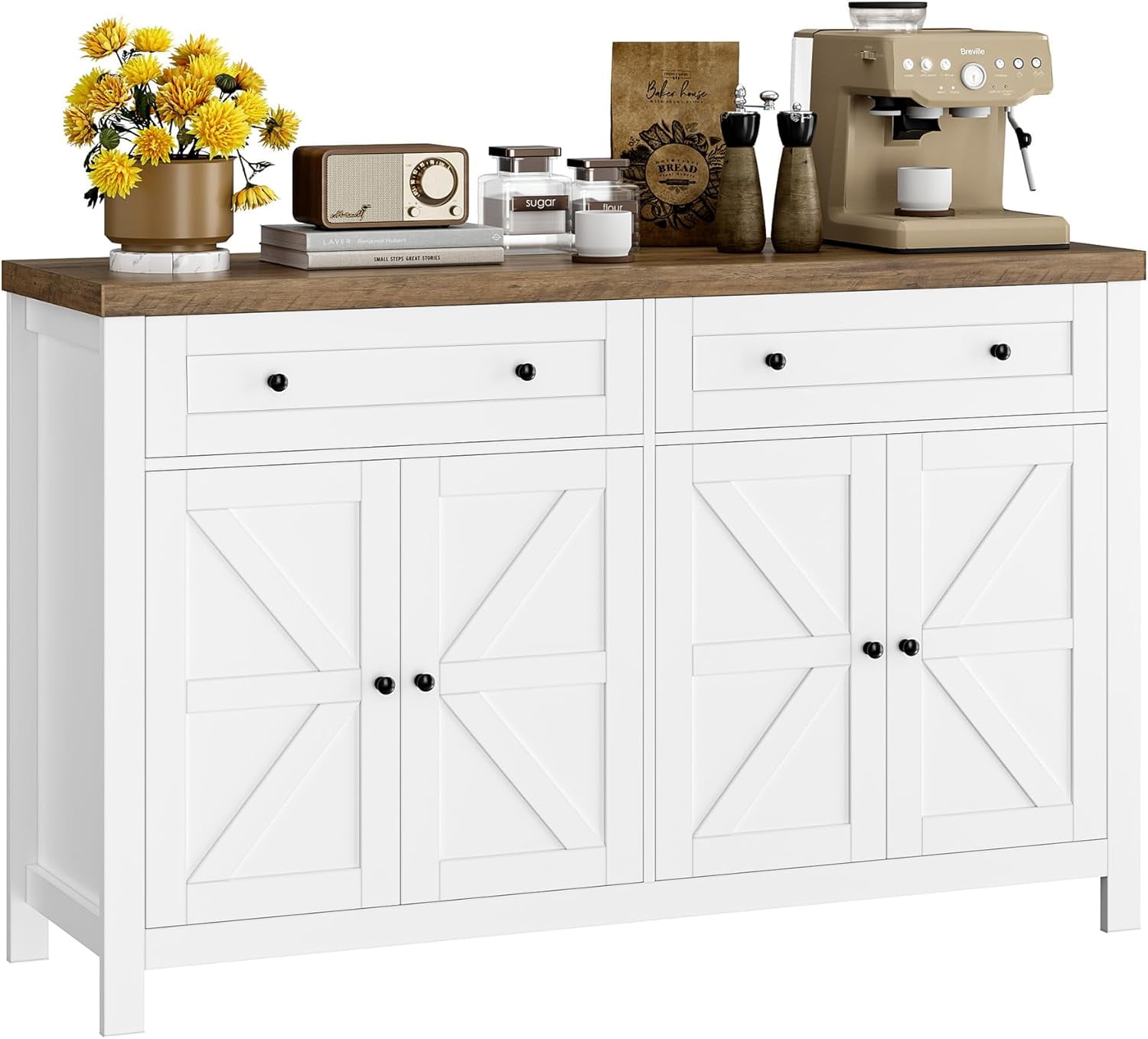 ZHOUB 55" Buffet Sideboard Cabinet with Storage, Modern Farmhouse ...