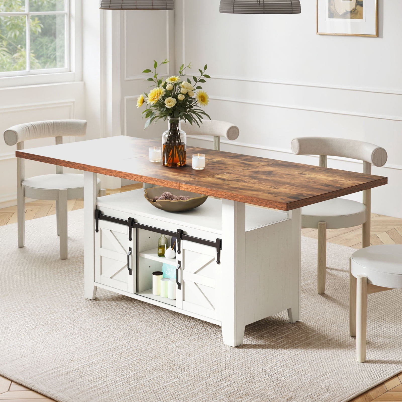 ZHOUB 70 Inches Rectangle Dining Table for 6-8 People Farmhouse Kitchen ...