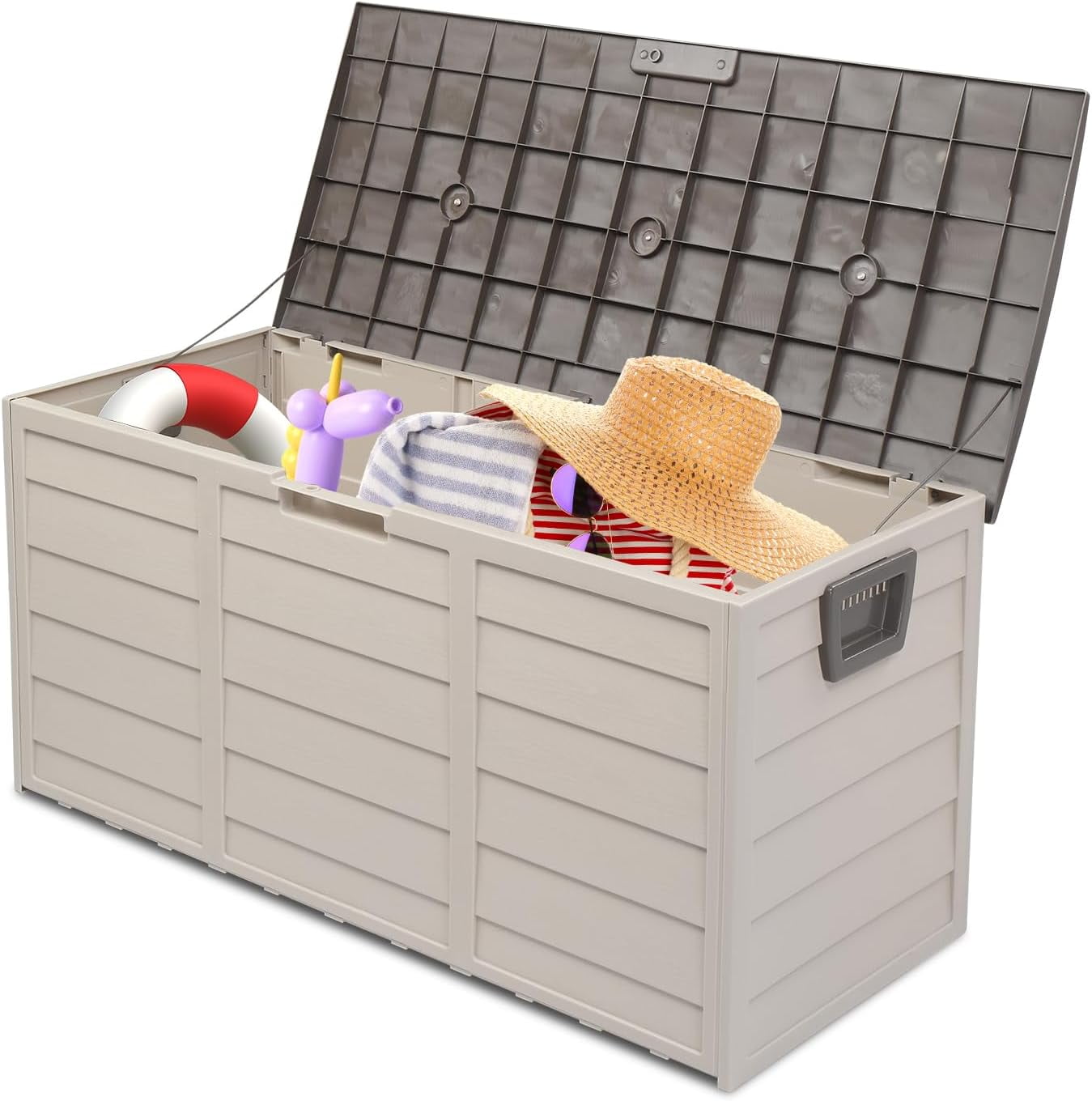 ZHOUB 75 Gallon Outdoor Storage Box, Lockable Plastic Storage ...